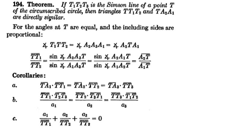 Solved 194. Theorem. If T,T.Tz is the Simson line of a point | Chegg.com