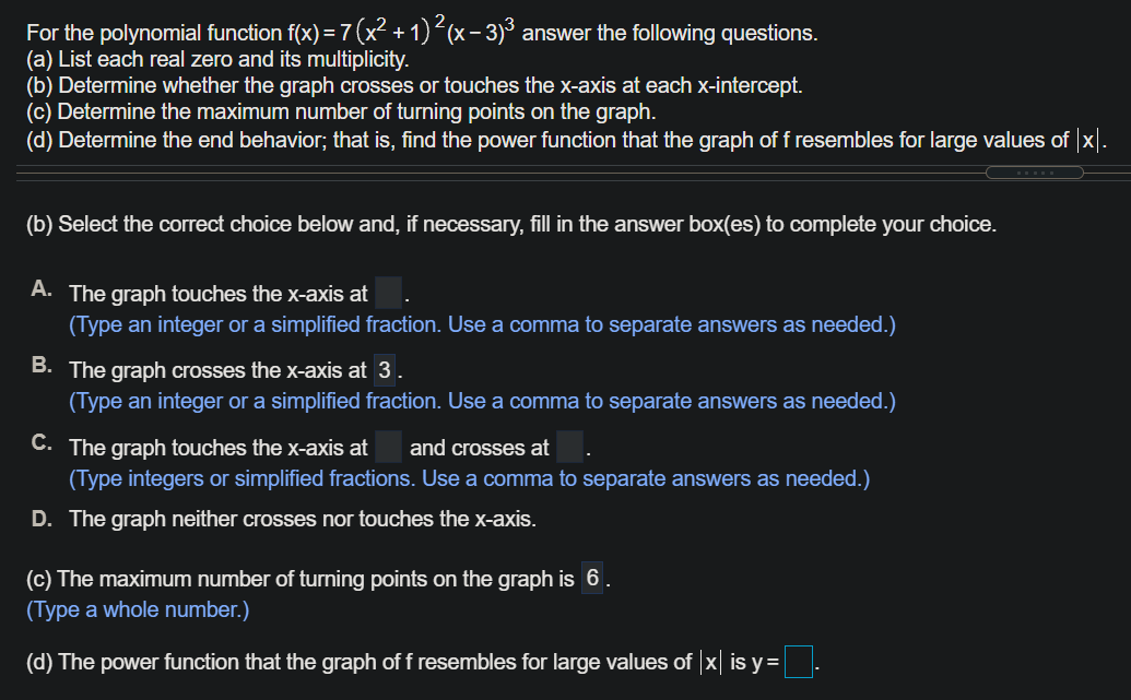 Solved For the polynomial function f(x) = 7(x2 + 1)2(x – | Chegg.com