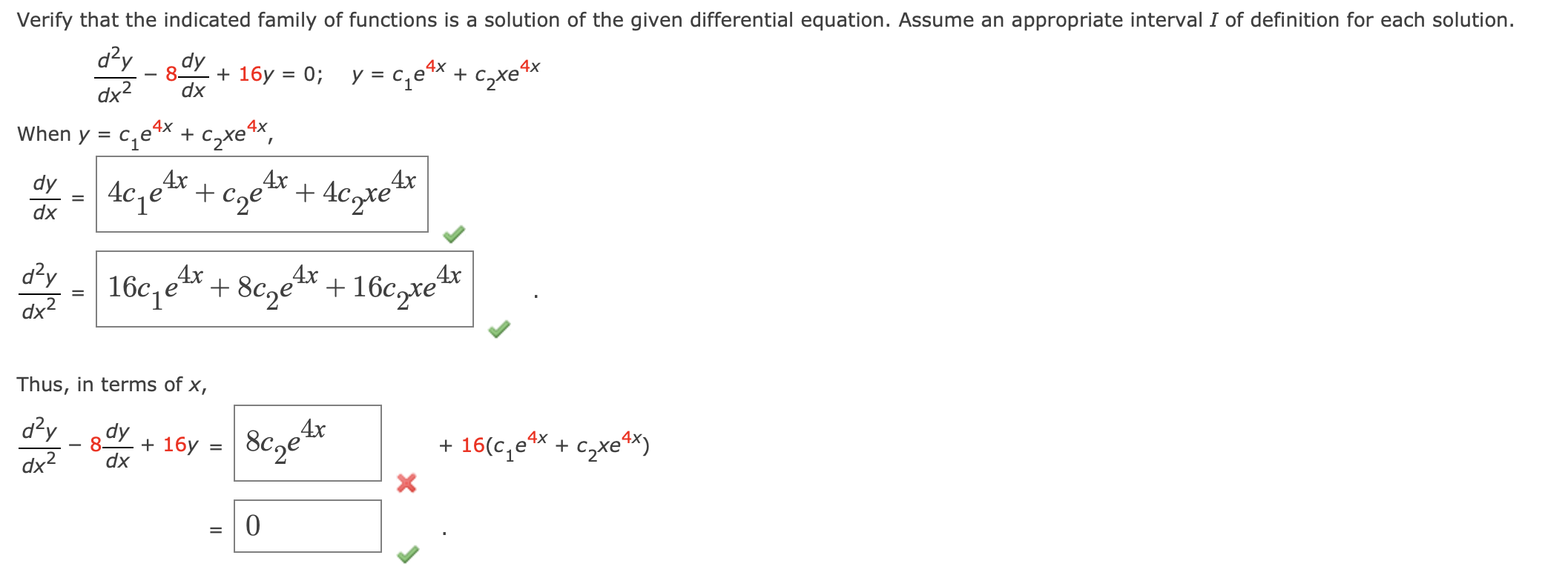 Solved Verify that the indicated family of functions is a | Chegg.com