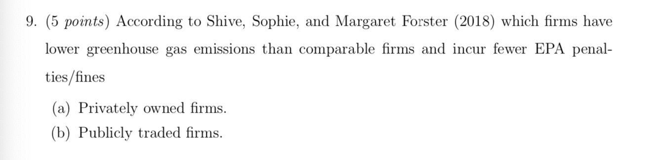 Solved 9. (5 points) According to Shive, Sophie, and | Chegg.com