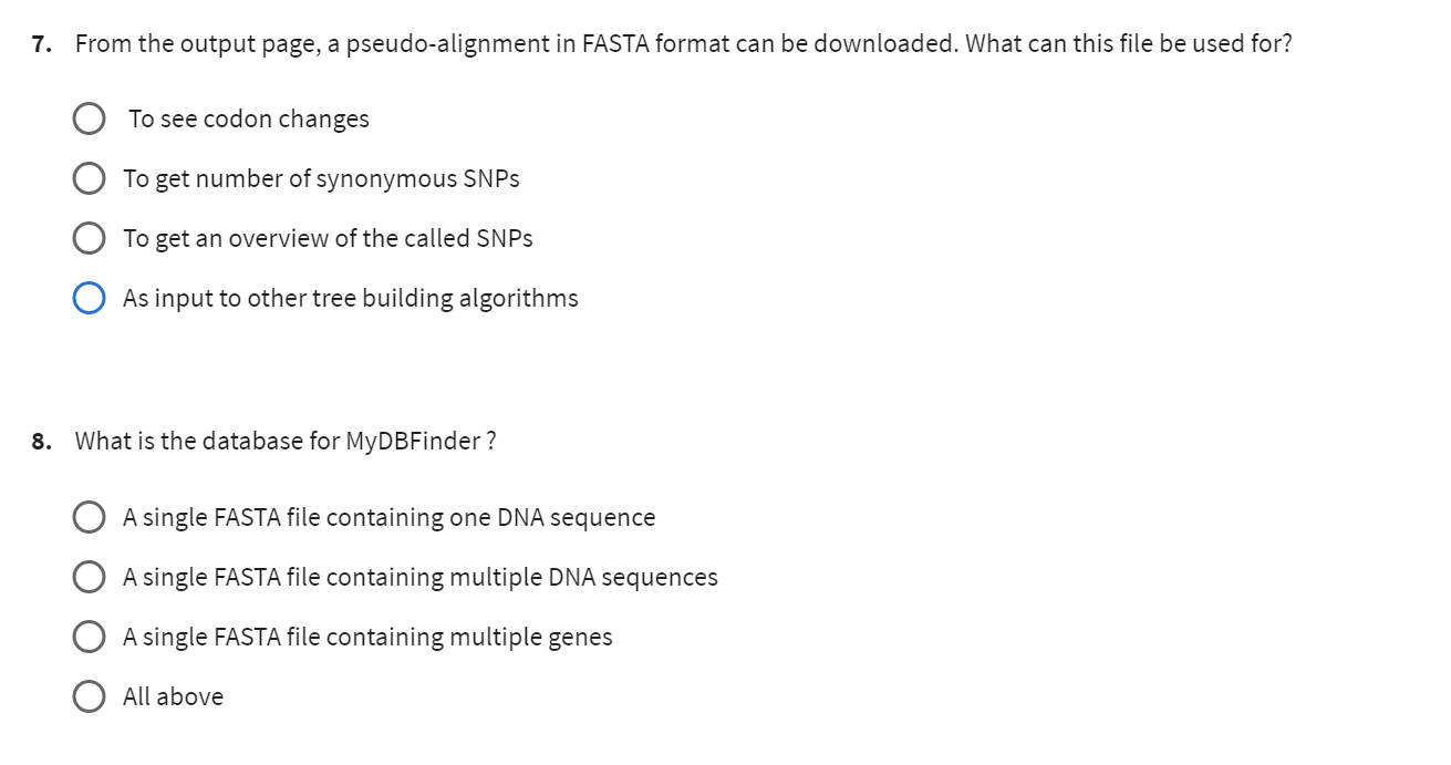 Solved From The Output Page A Pseudo Alignment In Fasta