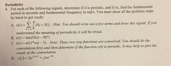 Solved Periodicity and so, find the fundamental 4. For each | Chegg.com