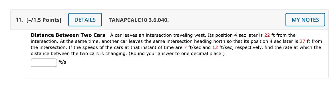 Solved Distance Between Two Cars A car leaves an | Chegg.com
