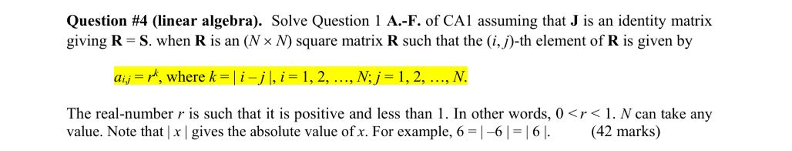 Solved Question #4 (linear ﻿algebra). ﻿Solve Question | Chegg.com