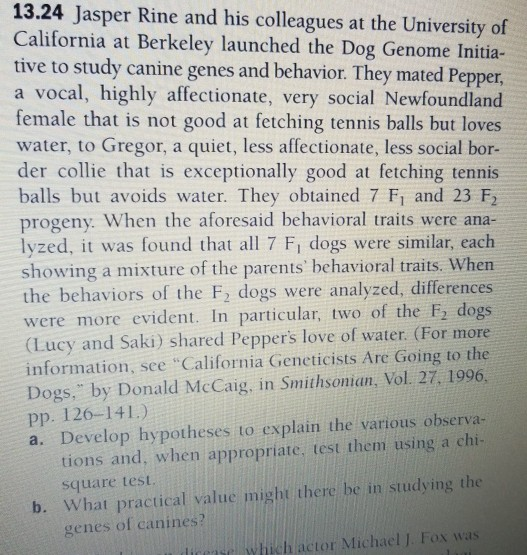 Solved 13.24 Jasper Rine and his colleagues at the | Chegg.com