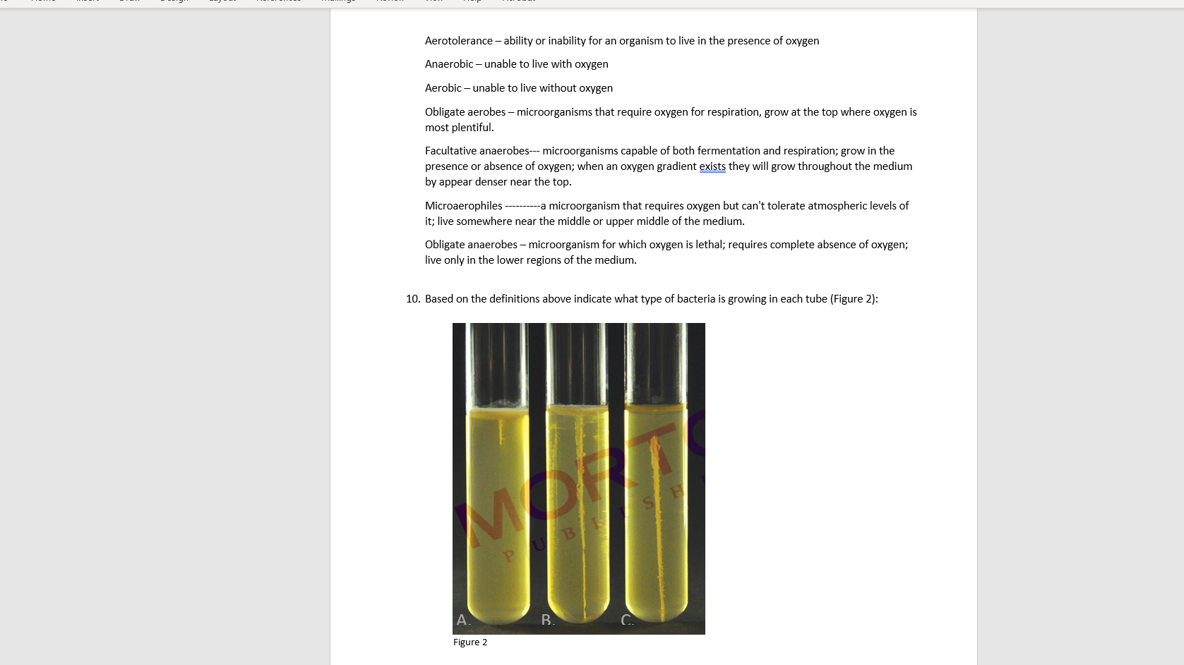 Solved Aerotolerance - ability or inability for an organism | Chegg.com