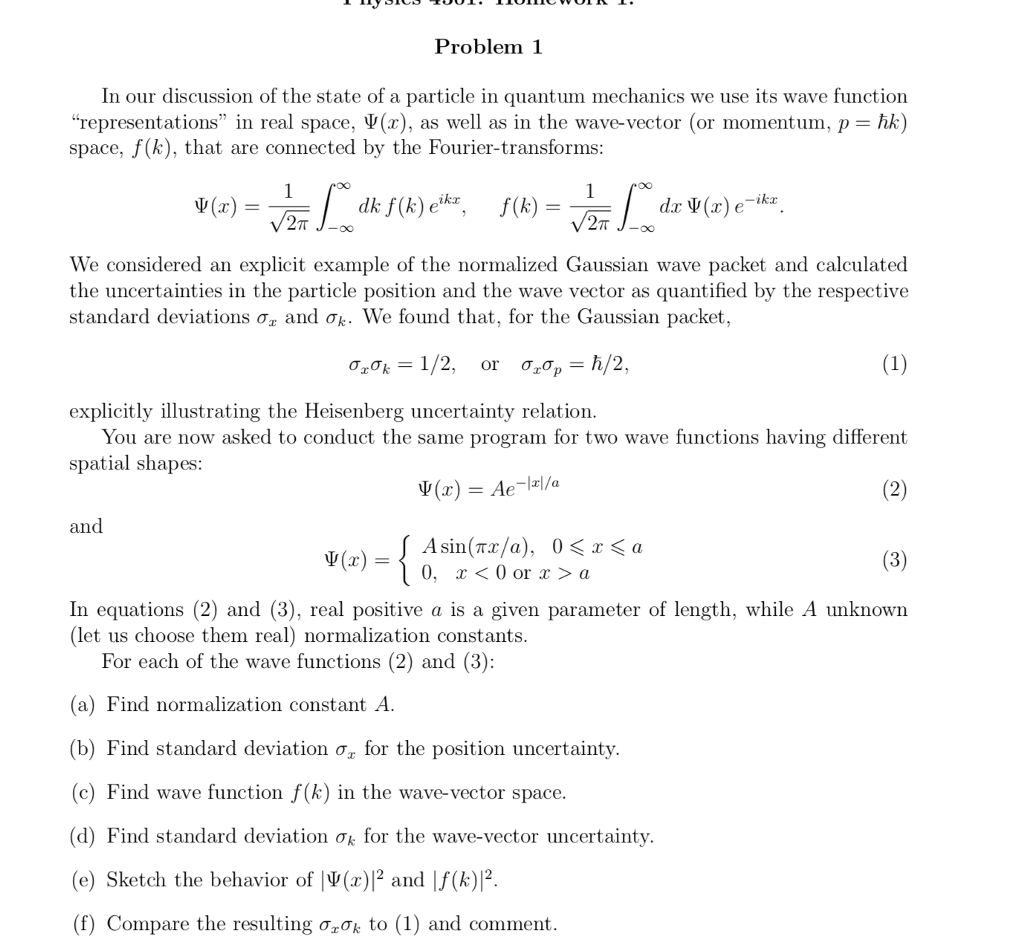 Solved Problem 1 In our discussion of the state of a | Chegg.com