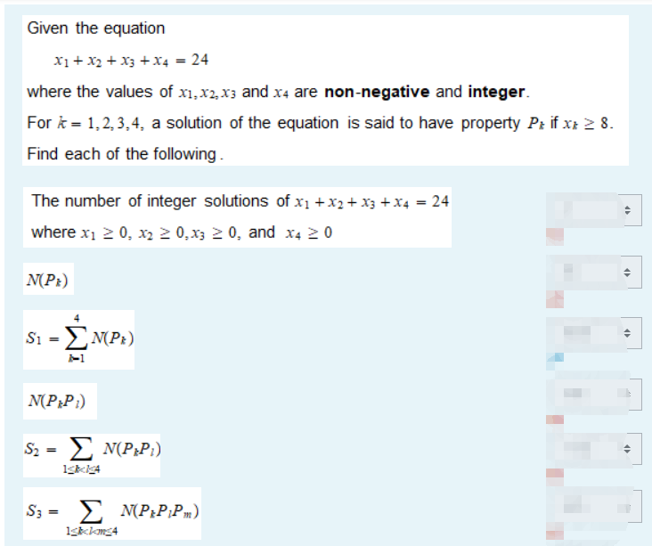 Solved Given the equation x1 + x2 + x3 + x4 = 24 where the | Chegg.com