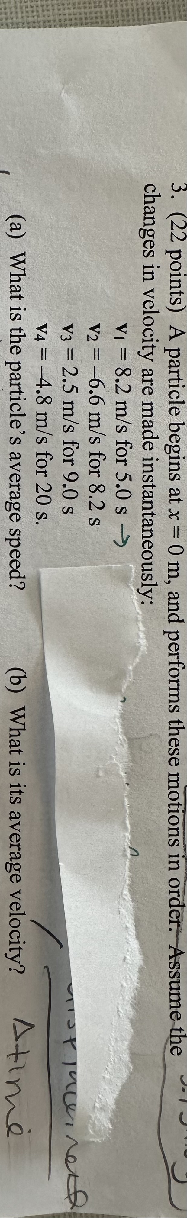 Solved 3. (22 points) A particle begins at x=0 m, and | Chegg.com