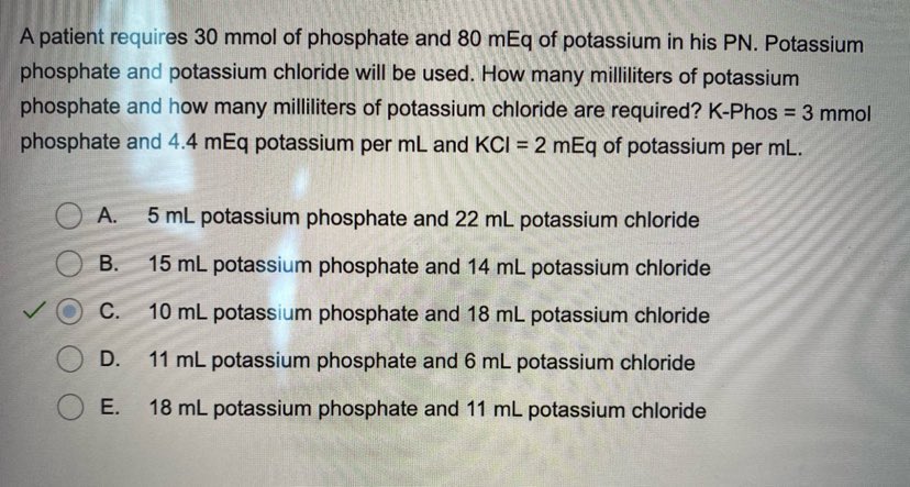Solved A patient requires \\( 30 \\mathrm{mmol} \\) of | Chegg.com