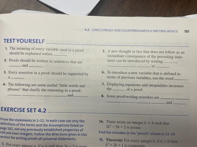 4.2 DIRECT PROOF AND COUNTEREXAMPLE II: WRITING | Chegg.com