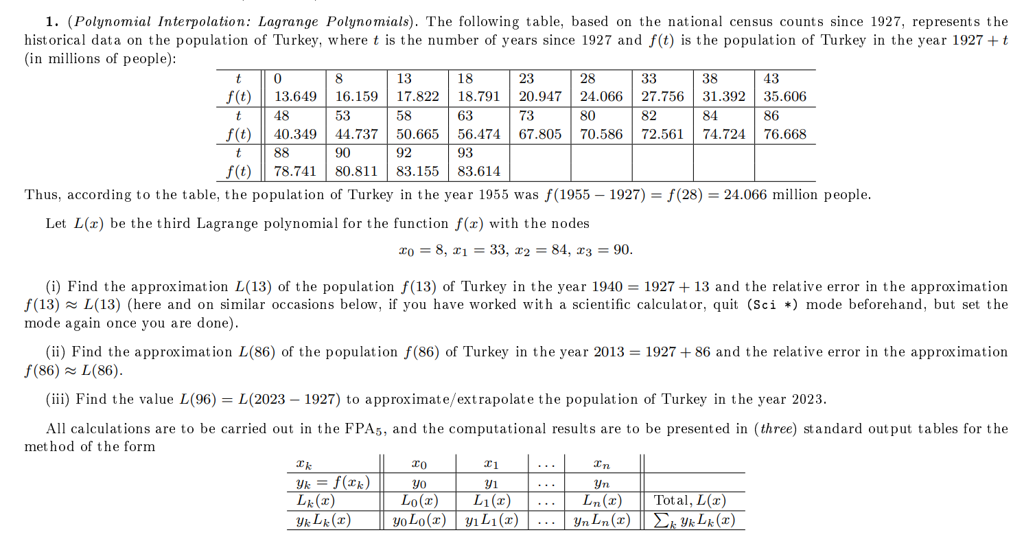 Solved 1. (Polynomial Interpolation: Lagrange Polynomials). | Chegg.com