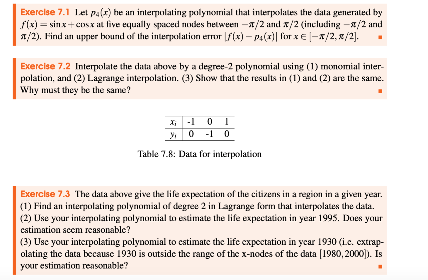 Solved Exercise 7.1 Let p4(x) be an interpolating polynomial | Chegg.com