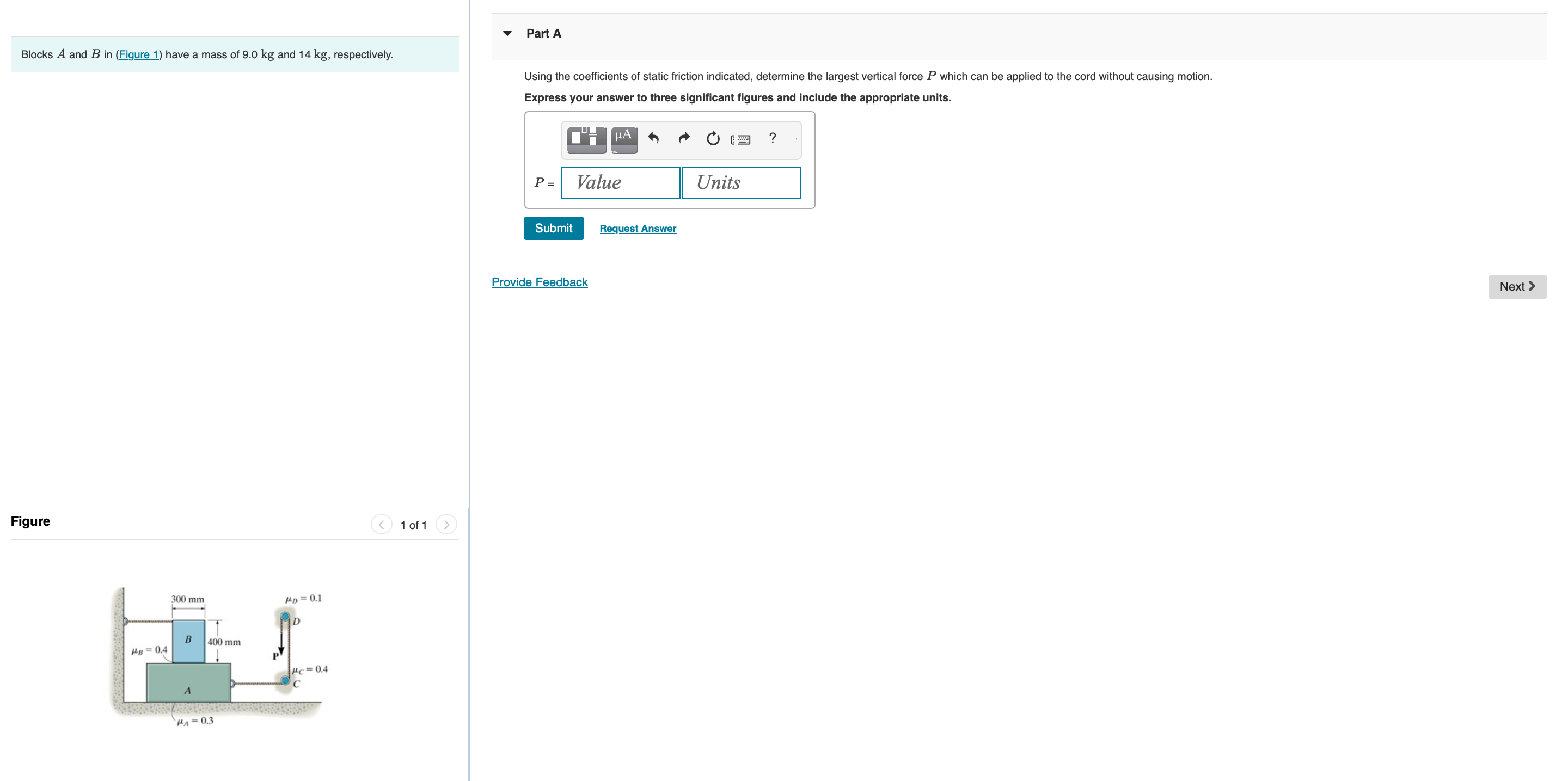 Solved Blocks A and B in (Figure 1) have a mass of 9.0 kg | Chegg.com