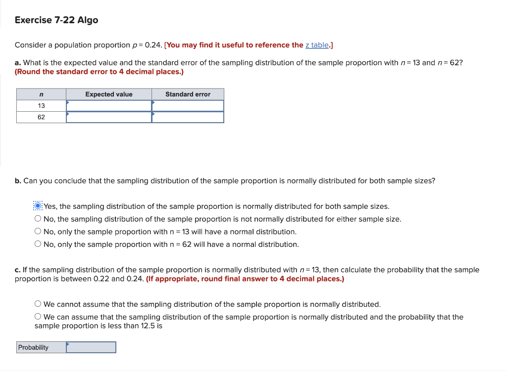 Solved Consider a population proportion p=0.24. [You may | Chegg.com