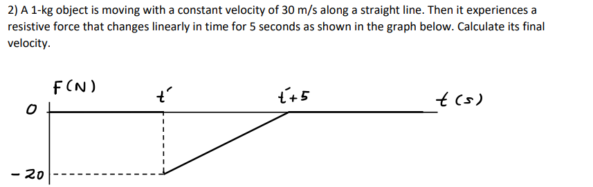 Solved 2) A 1-kg object is moving with a constant velocity | Chegg.com