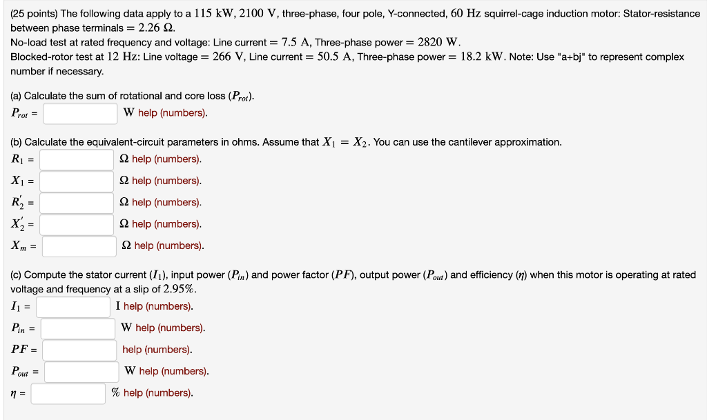 Solved (25 points) The following data apply to a 115 kW, | Chegg.com