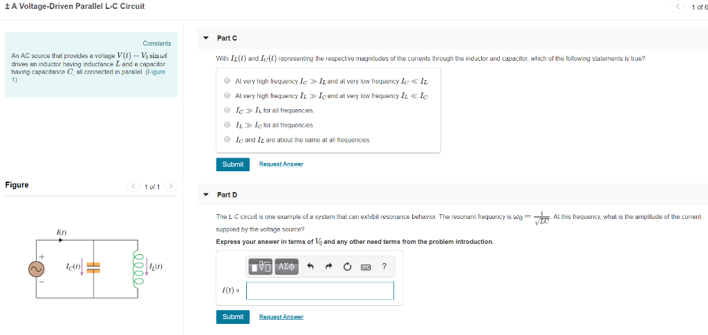 Solved tA oltage-Driven Parallel L-C Circuit 1 of 6 Part C | Chegg.com