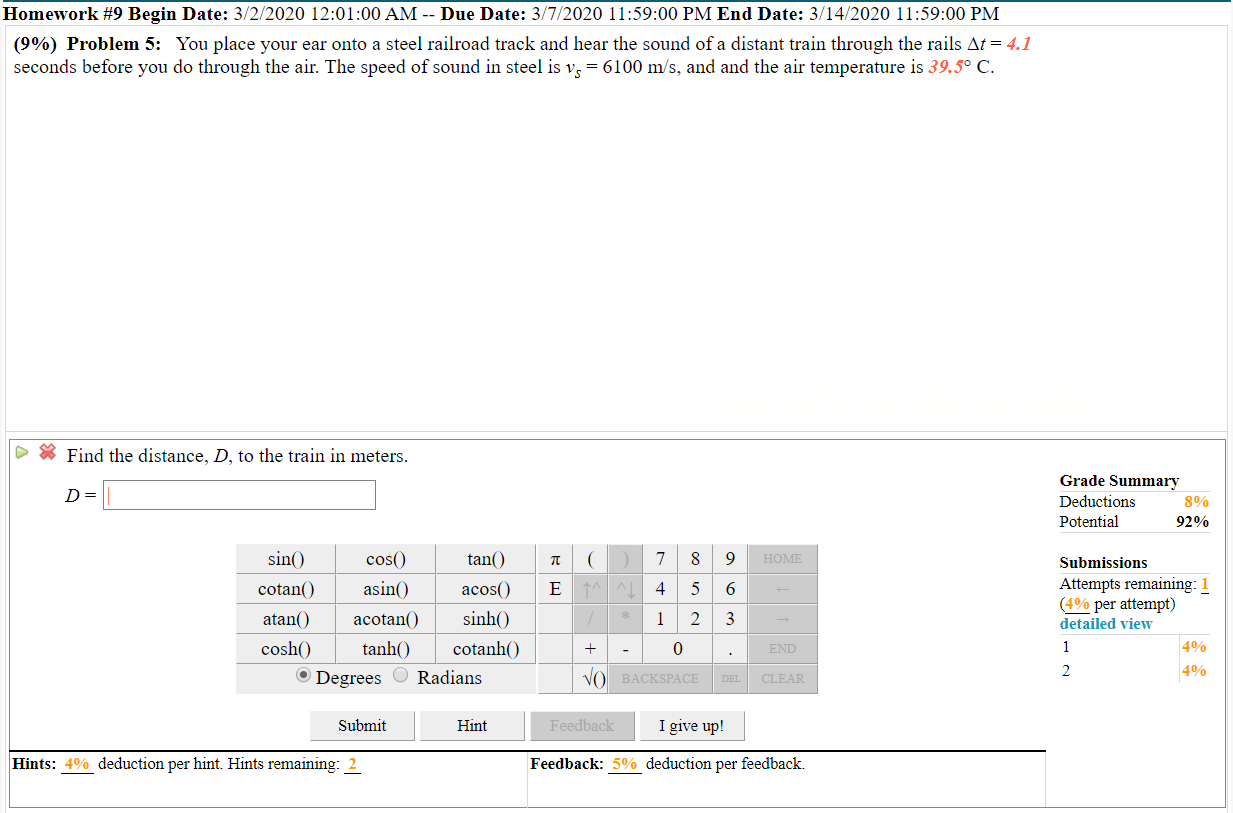 Solved Homework #9 Begin Date: 3/2/2020 12:01:00 AM -- Due | Chegg.com