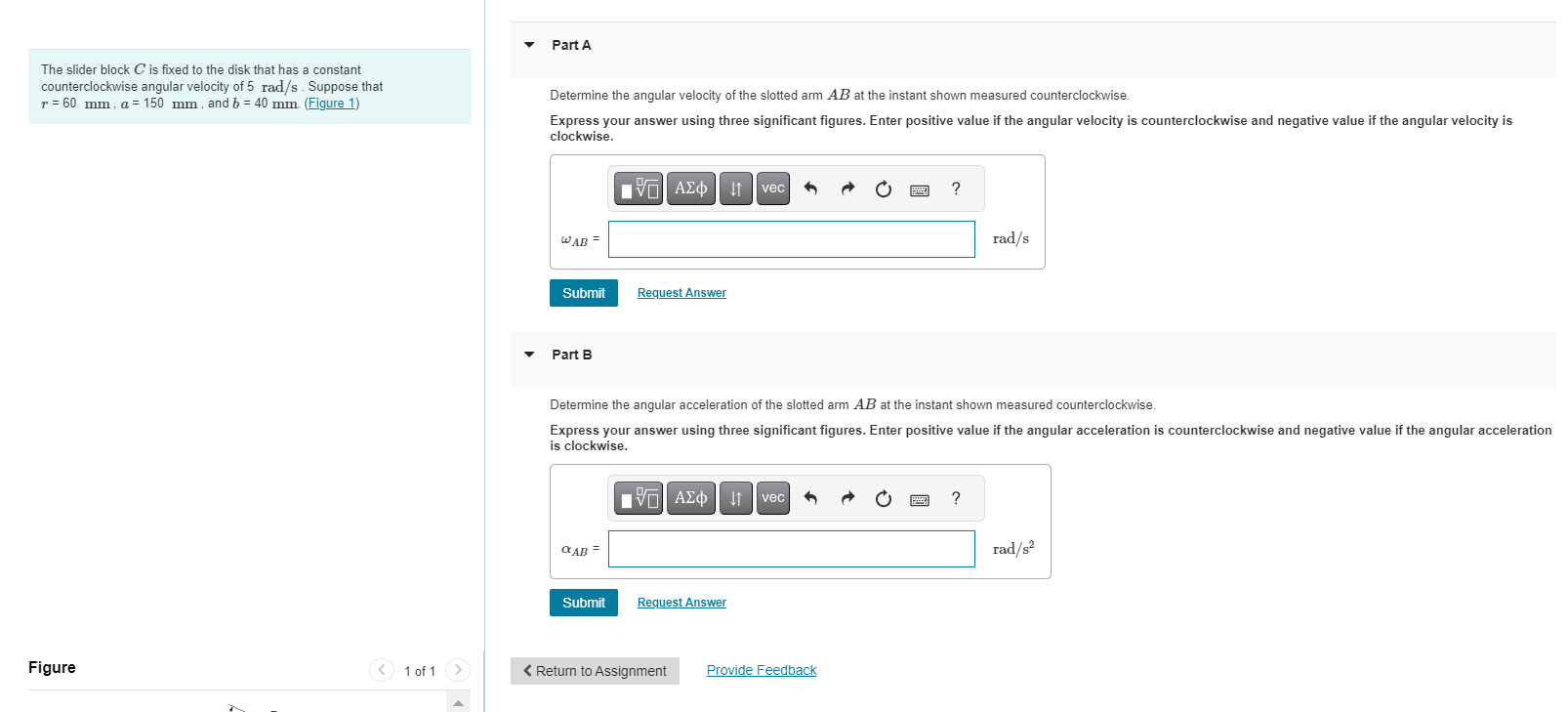 Solved The slider block C is fixed to the disk that has a | Chegg.com