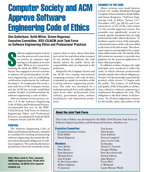 Solved Computer Society and ACM Approve Software Engineering | Chegg.com