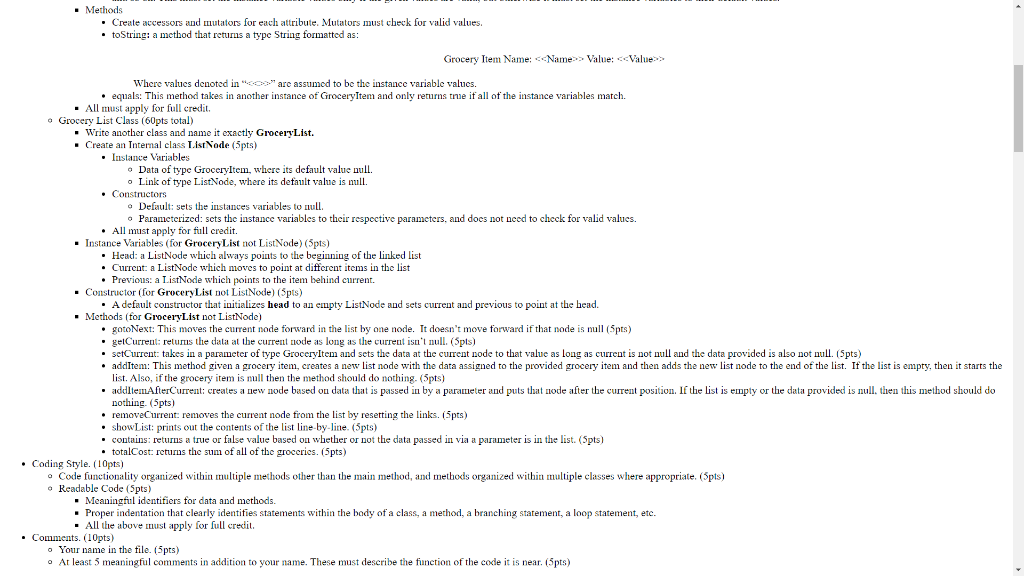 Solved Implement a system that keeps tracks of groceries in | Chegg.com
