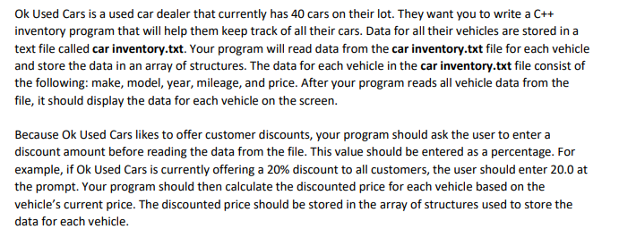 Solved Ok Used Cars is a used car dealer that currently has | Chegg.com
