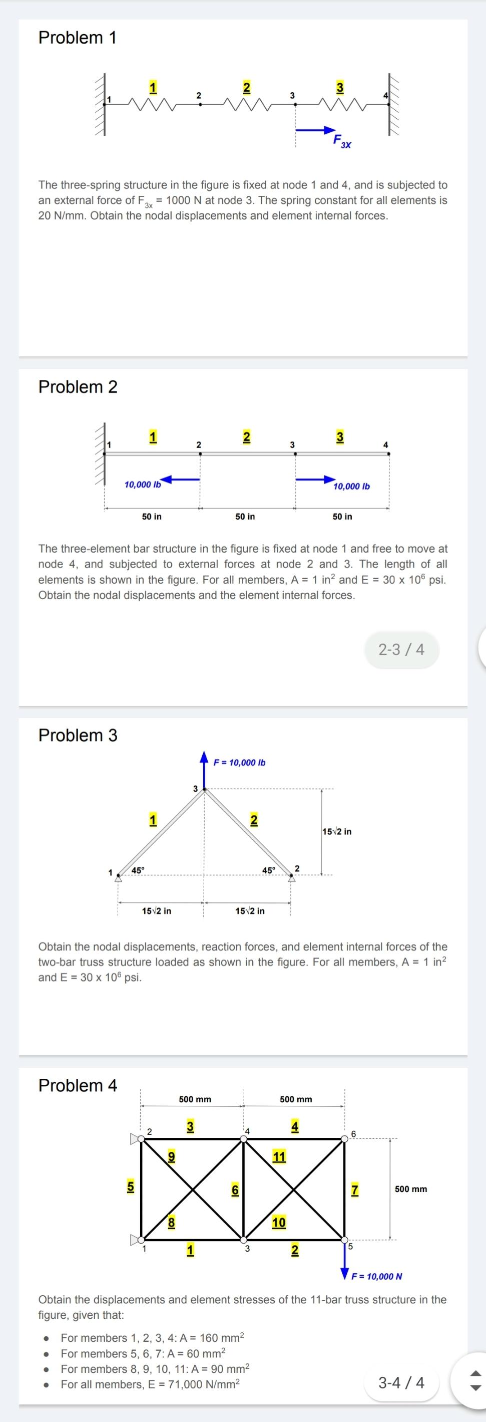 Problem 1 3 funera 77777777 ЗХ The three-spring | Chegg.com