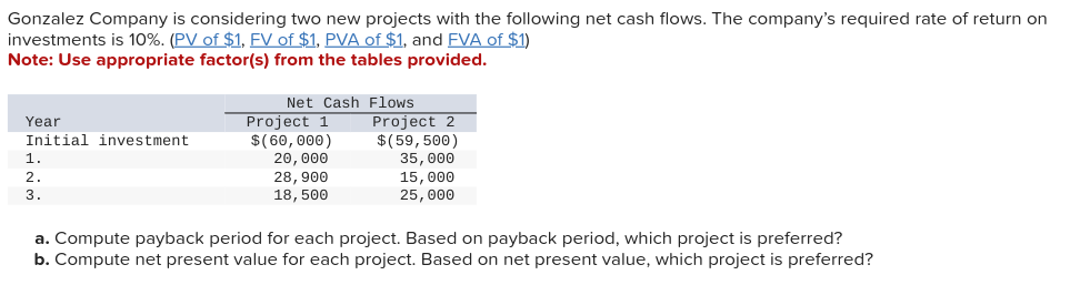 Solved Compute net present value for each project. Based on | Chegg.com