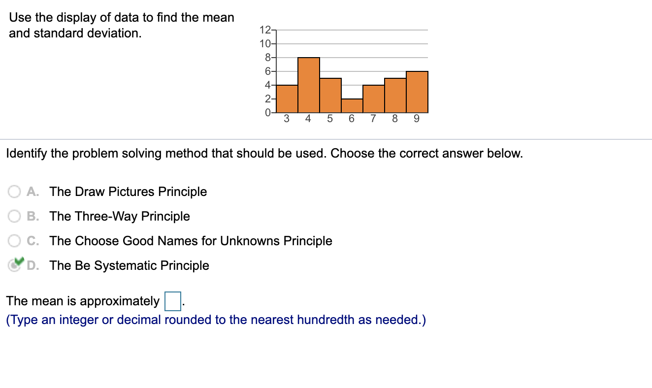 Solved Use the display of data to find the mean and standard | Chegg.com