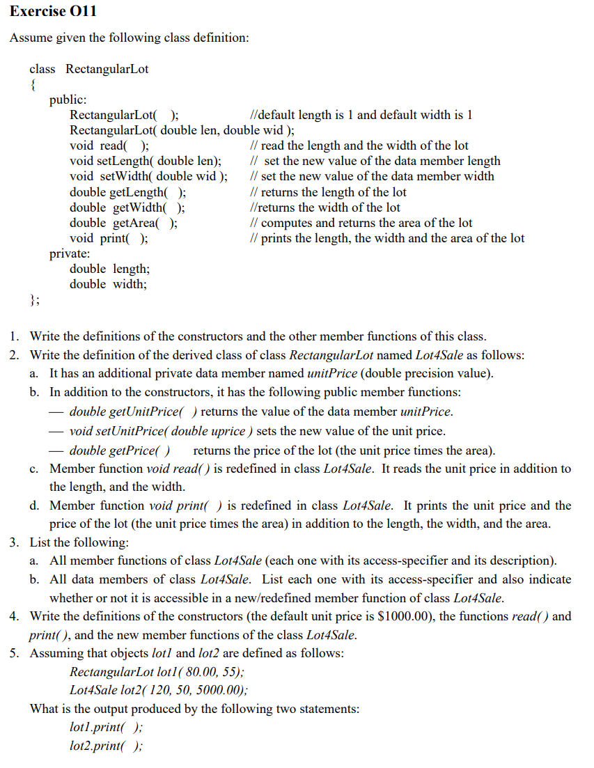 Assume given the following class definition: class | Chegg.com