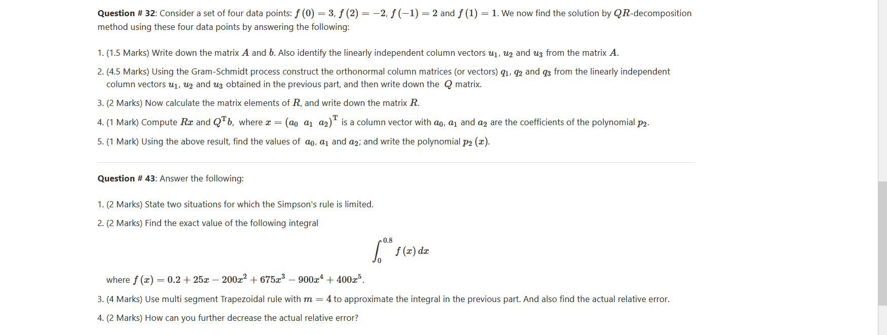 Solved Question 32 Consider A Set Of Four Data Points
