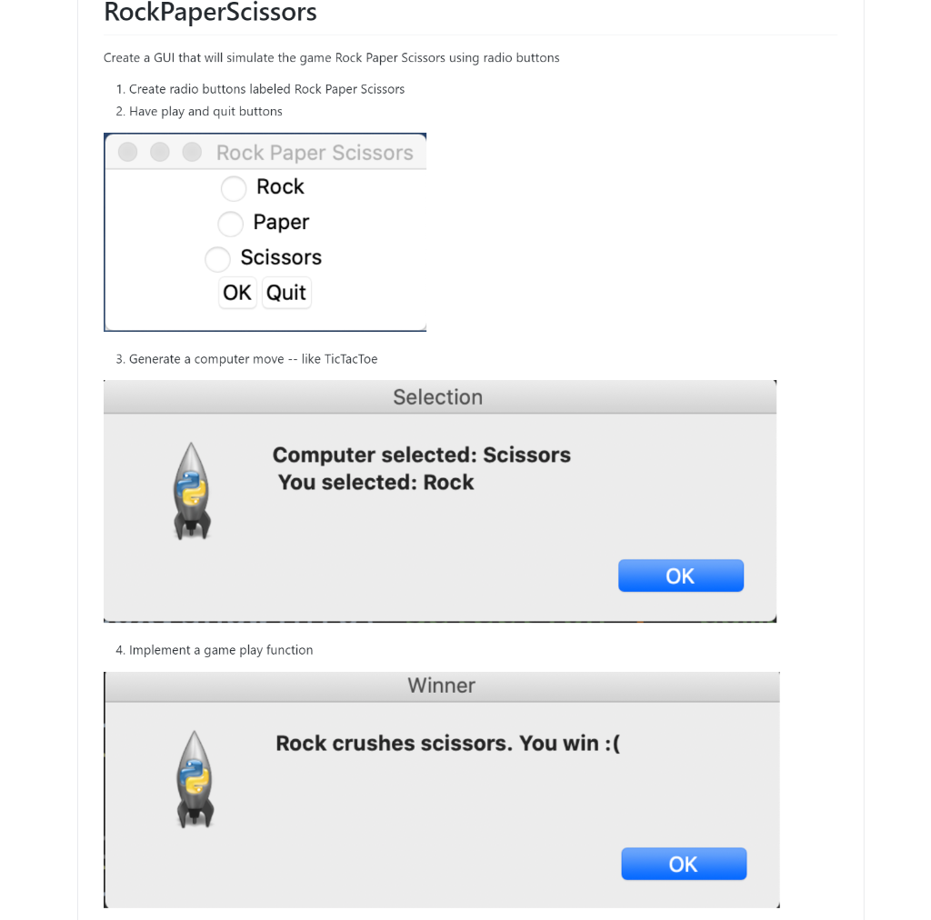 Solved RockPaperScissors Create a GUI that will simulate the | Chegg.com