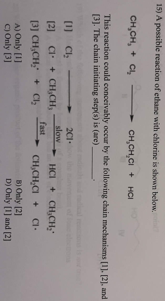 Solved 15) A possible reaction of ethane with chlorine is | Chegg.com