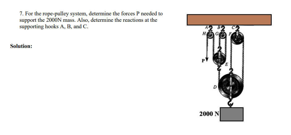 Solved 7. For the rope-pulley system, determine the forces P | Chegg.com