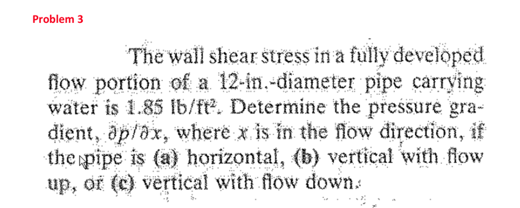 Solved Problem 3 The wall shear stress in a fully developed | Chegg.com
