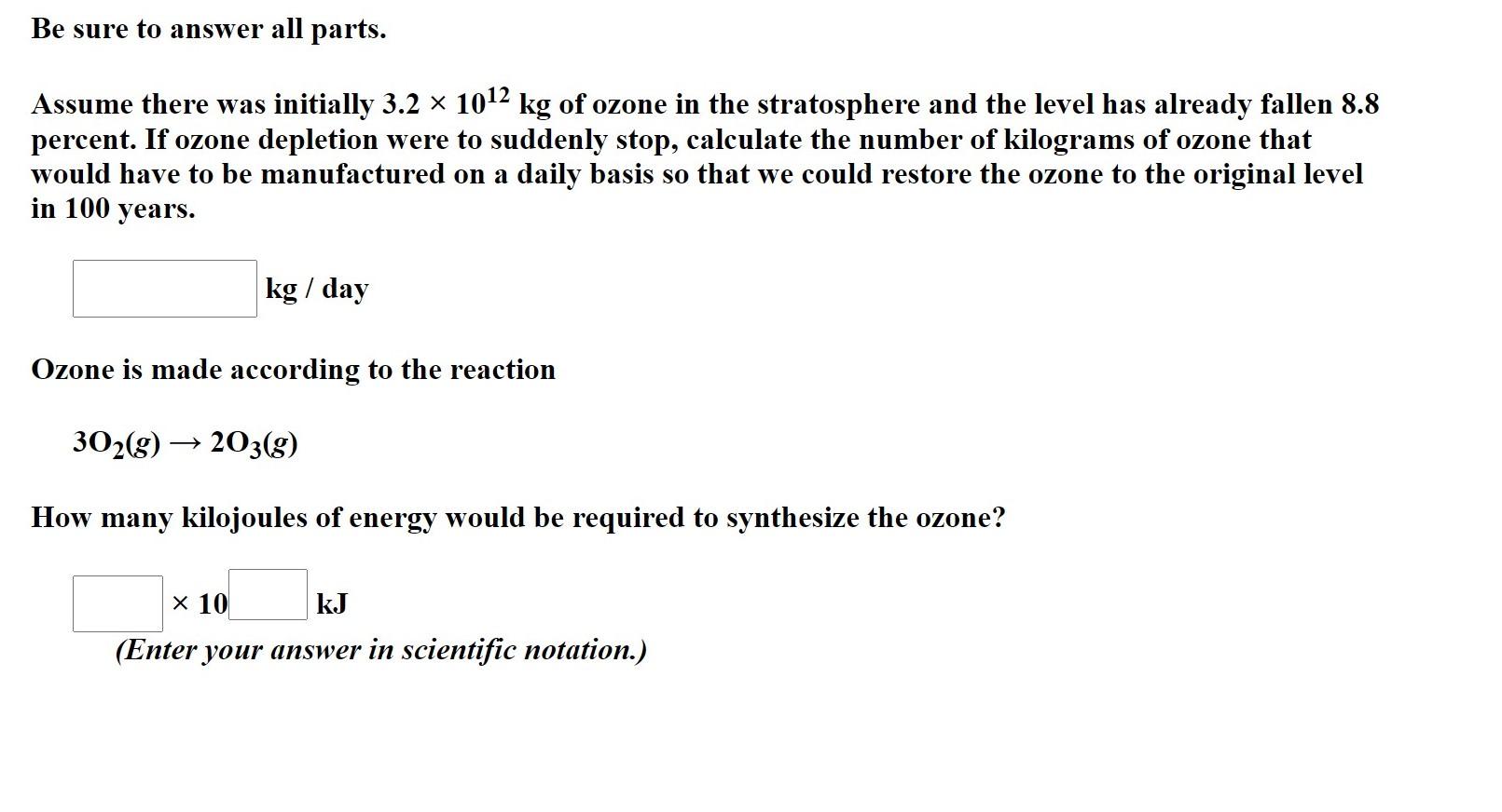 Solved Be sure to answer all parts. Assume there was | Chegg.com