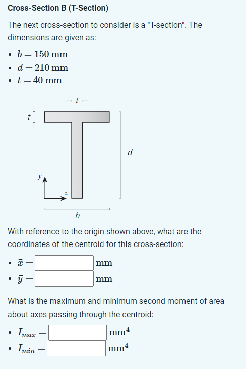 Solved The next cross-section to consider is a "T-section". | Chegg.com