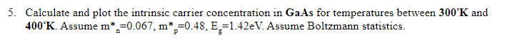 Solved 5. Calculate and plot the intrinsic carrier | Chegg.com