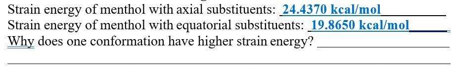 Solved Strain energy of menthol with axial substituents: | Chegg.com