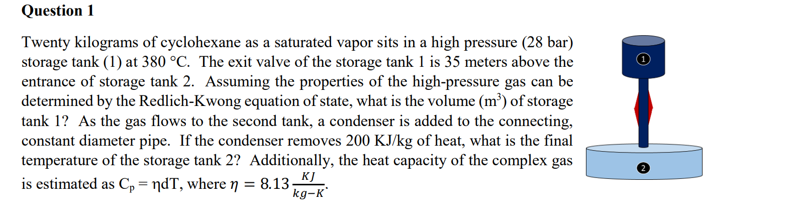 Solved Twenty kilograms of cyclohexane as a saturated vapor | Chegg.com