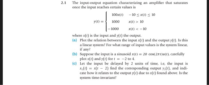 Solved 2.1 The input-output equation characterizing an | Chegg.com