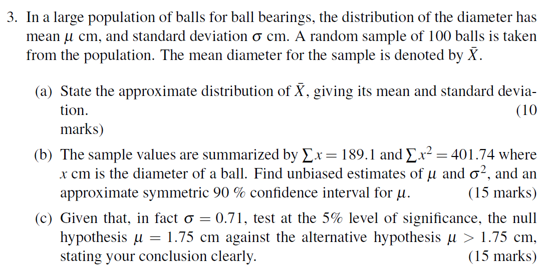 Solved 3. In a large population of balls for ball bearings, | Chegg.com