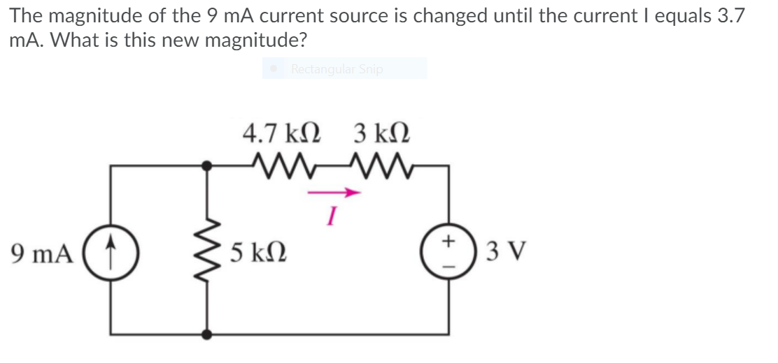 Solved The magnitude of the 9 mA current source is changed | Chegg.com