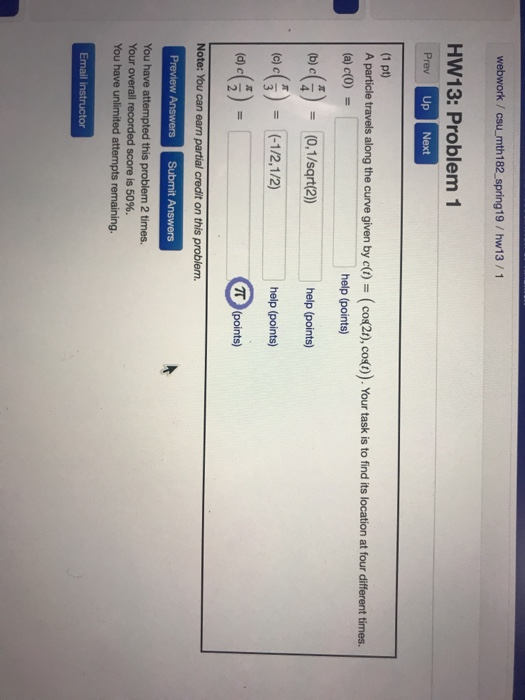 Solved webwork / csu_mth182_spring19/ hw13/9 HW13: Problem 9 | Chegg.com
