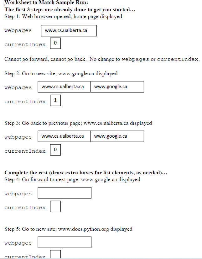 Solved You are tasked with creating a web browser simulator. | Chegg.com
