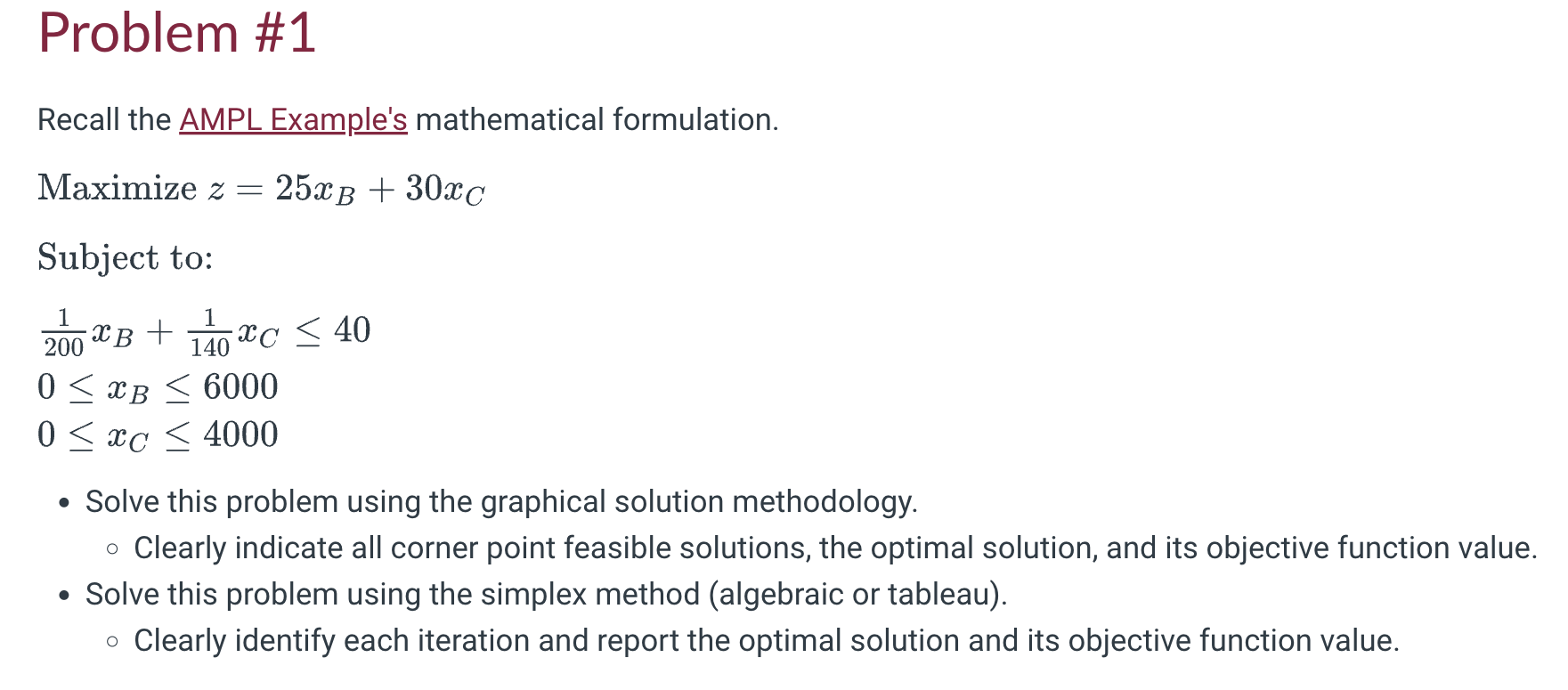 Problem #1Solve this problem using the graphical | Chegg.com