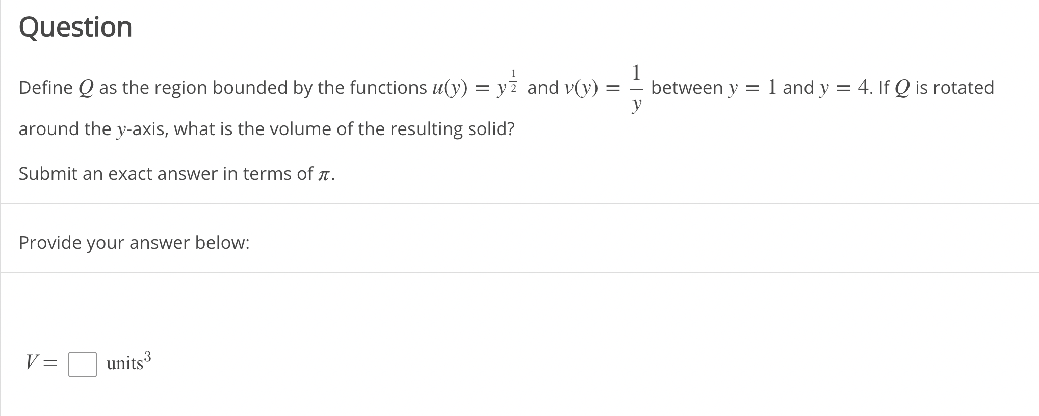 Solved Define Q as the region bounded by the functions | Chegg.com