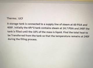 Solved Thermo. UCF A storage tank is connected to a supply | Chegg.com