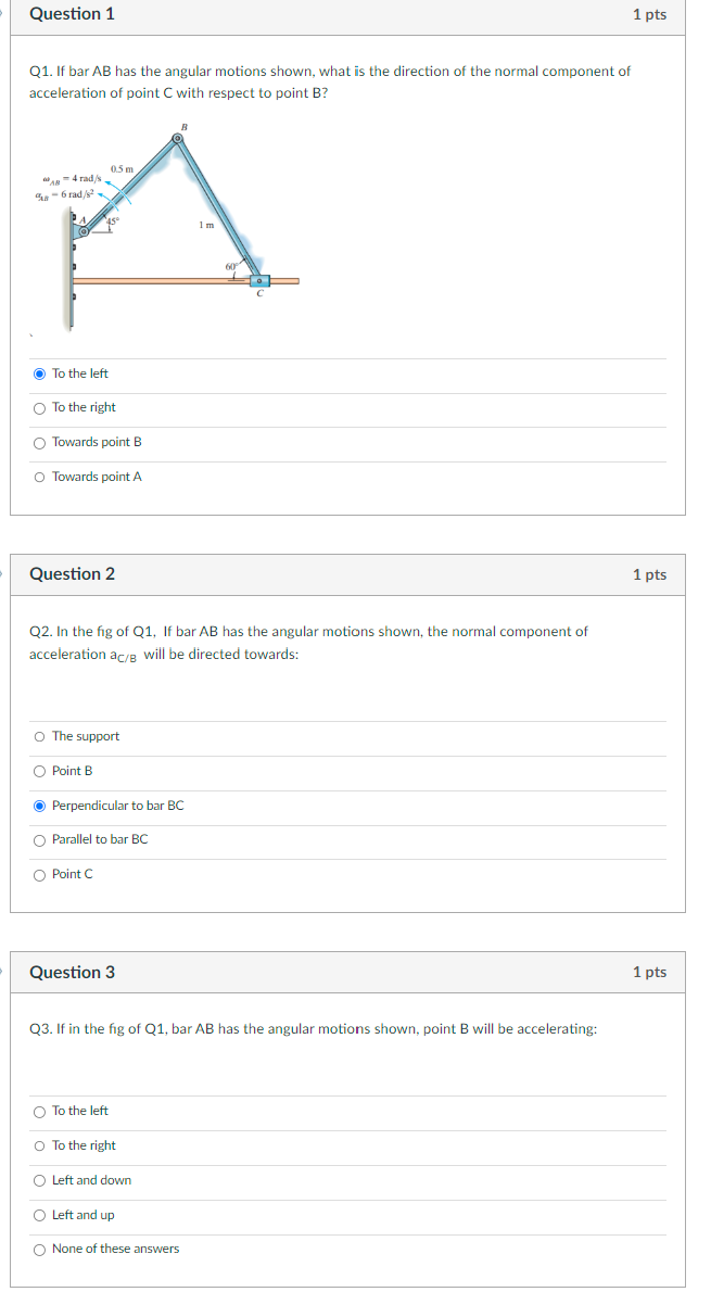 Solved Q1. If bar AB has the angular motions shown, what is | Chegg.com